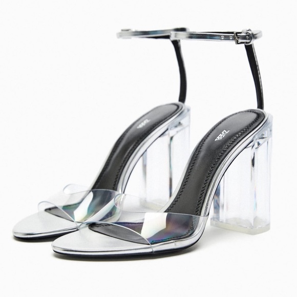 Zara | Shoes | Zara Clear Transparent Block Heel Vinyl Sandals | Poshmark